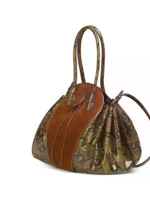 Marni Large Python-print Shoulder Bag - Brown