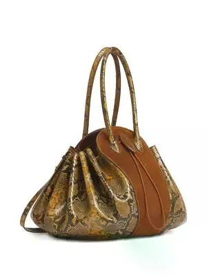 Marni Large Python-print Shoulder Bag - Brown