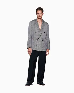 Giorgio Armani Double-breasted Lyocell & Silk Printed Jacket