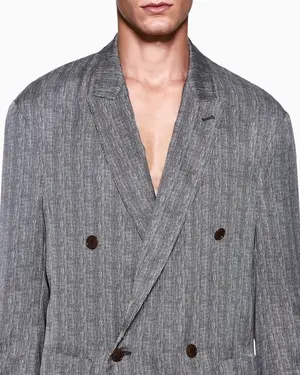 Giorgio Armani Double-breasted Lyocell & Silk Printed Jacket