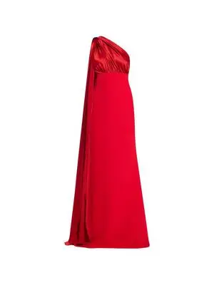 RHEA COSTA One-shoulder Draped Maxi Dress