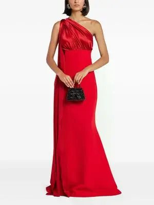 RHEA COSTA One-shoulder Draped Maxi Dress