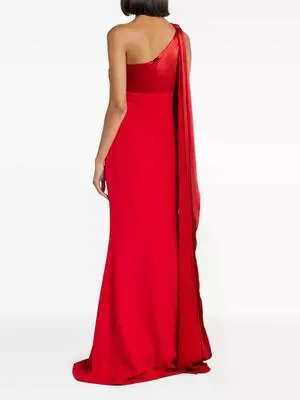 RHEA COSTA One-shoulder Draped Maxi Dress