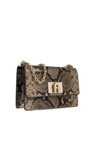 Furla 1927 Mini Python Embossed Shoulder Bag - Brown