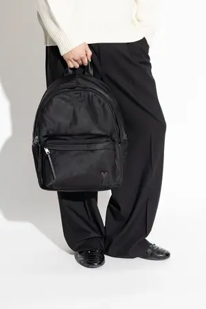 AMI Paris Logo Backpack - Black