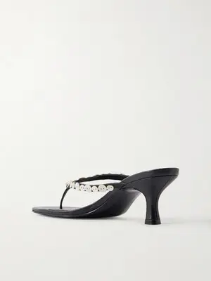 Staud Freja Button-embellished Leather Sandals