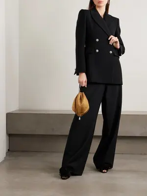 Alessandra Rich Double-breasted Wool Blazer With Peak Lapels