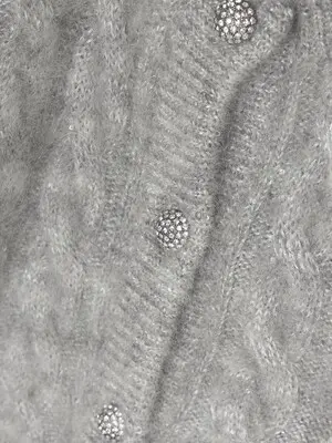 Alessandra Rich Cropped Sequin-embellished Cable-knit Cardigan