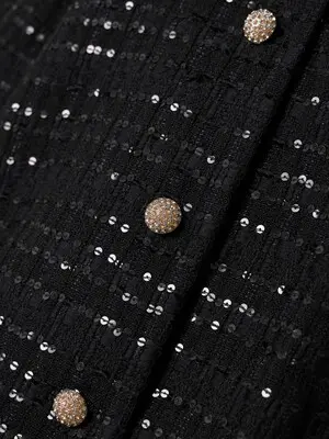 Alessandra Rich Sequin-embellished Tweed Jacket - Black