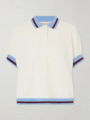 Marni Embroidered Cotton-piqué Polo Shirt - Neutrals