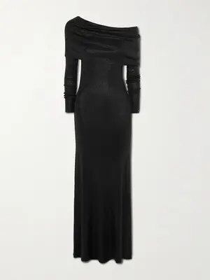 Balenciaga Draped Metallic Stretch-knit Maxi Dress