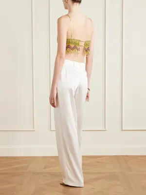 BODE Bottleglass Cropped Beaded Top - Green