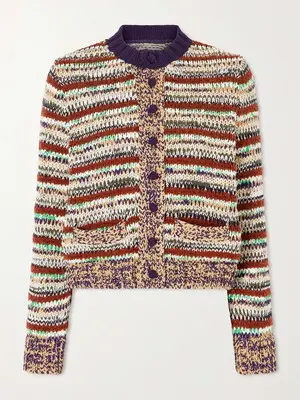 Sacai Striped Cotton-blend Cardigan