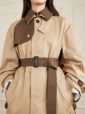 Sacai Belted Two-tone Gabardine Trench Coat