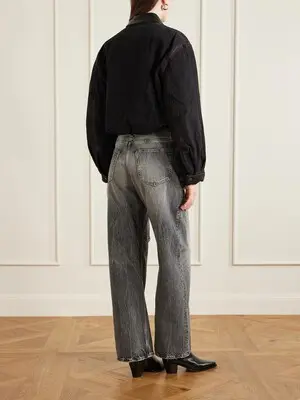 Acne Studios Appliquéd Leather-trimmed Cotton-twill Jacket - Brown