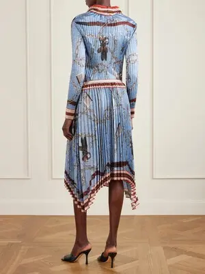 Acne Studios Pleated Printed Satin Midi Skirt