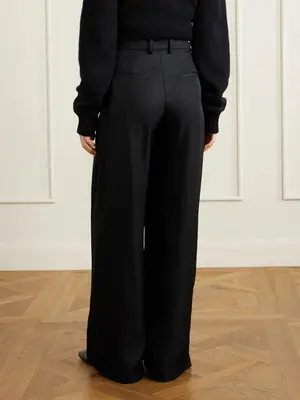 THE FRANKIE SHOP Marfa Pleated Twill Wide-leg Trousers