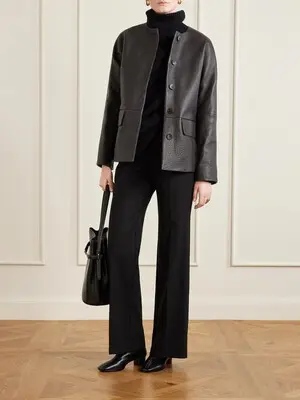 JOSEPH Barbs Paneled Textured-leather Jacket