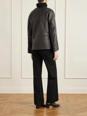 JOSEPH Barbs Paneled Textured-leather Jacket
