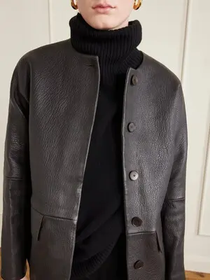 JOSEPH Barbs Paneled Textured-leather Jacket