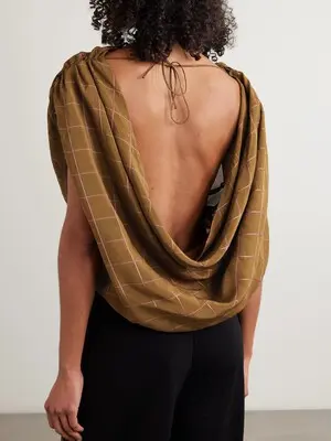 KALLMEYER Naia Checked Draped Voile Top