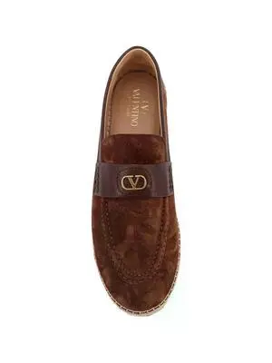 Valentino Garavani Logo-plaque Flat Espadrilles - Brown