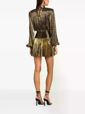 Retrofete Pleated High-neck Dress
