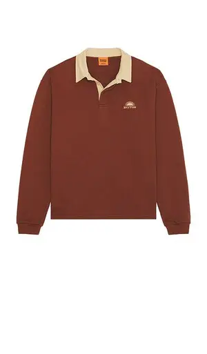 RHYTHM Heritage Bloom Rugby Polo In Brown