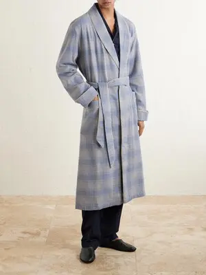 Derek Rose Kelburn 52 Belted Checked Cotton Robe