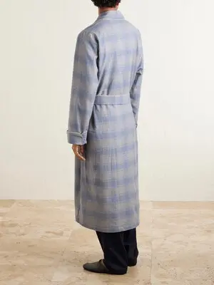 Derek Rose Kelburn 52 Belted Checked Cotton Robe