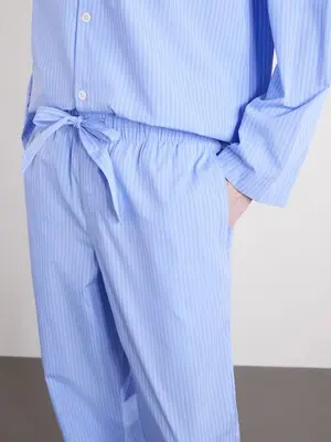 TEKLA Striped Organic Cotton-poplin Pyjamas Set - Blue