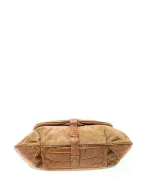 Furla Suede Croc-embossed Leather Shoulder Bag