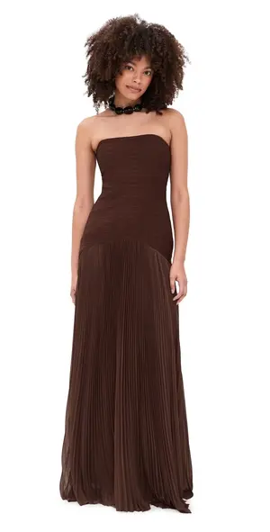 Pleated Straight Neckline Dresses