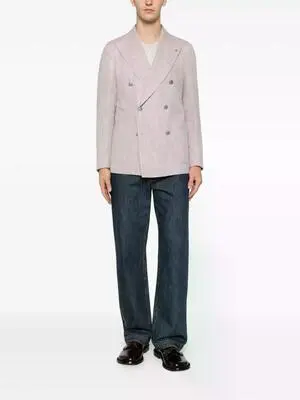 Tagliatore Double-breasted Herringbone Blazer - Pink