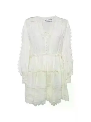 SELF-PORTRAIT Lace-trimmed Buttoned Dress