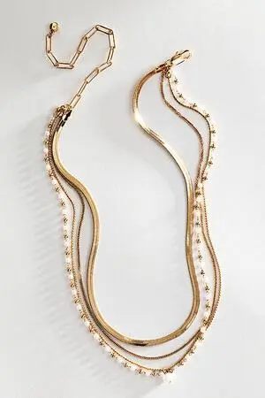 Ettika Pearl Layered Necklace - Gold
