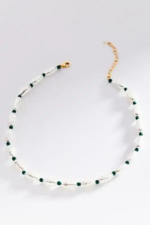 Anthropologie Beaded Pearl Necklace - Blue