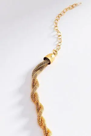 Anthropologie Textured Chain Statement Necklace - Gold
