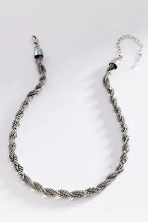 Anthropologie Textured Chain Statement Necklace - Silver