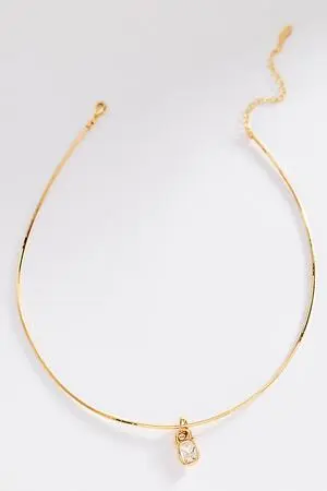 Anthropologie Crystal Drop Pendant Necklace - Gold