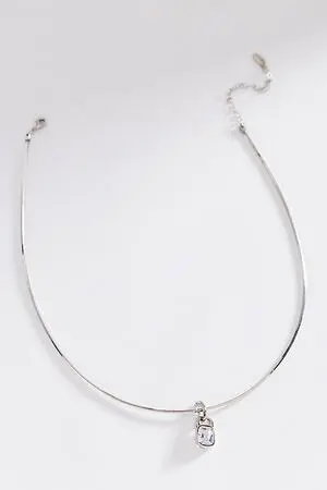 Anthropologie Crystal Drop Pendant Necklace - Silver