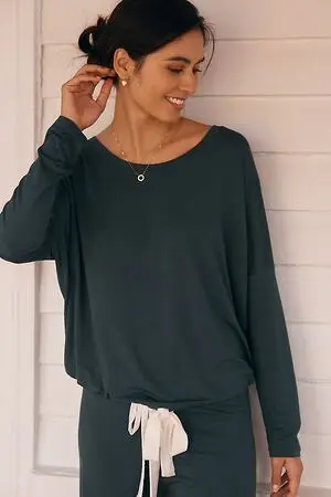 Eberjey Long-sleeve Slouchy Pj Set Dark Green