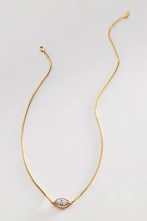 Anthropologie Teardrop Crystal Necklace - Gold