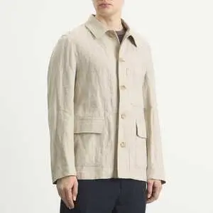 Dries Van Noten Herringbone Cotton Linen Chore Jacket