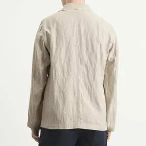 Dries Van Noten Herringbone Cotton Linen Chore Jacket
