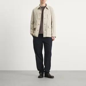 Dries Van Noten Herringbone Cotton Linen Chore Jacket