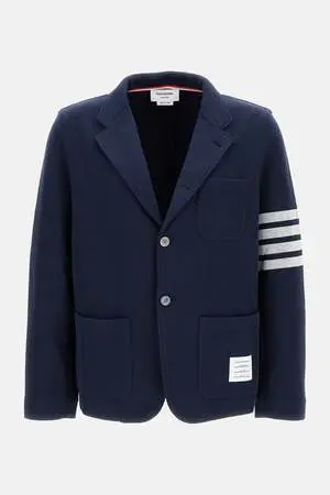 Thom Browne Sack Jacket In Double Face Knit - Blue