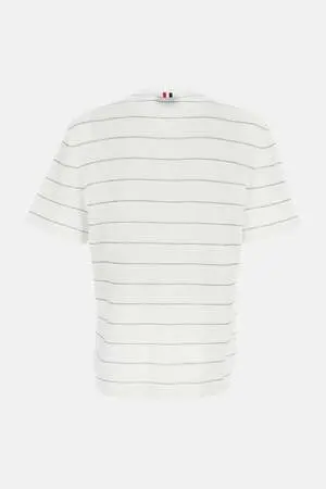 Thom Browne Maglietta Girocollo A Righe - Bianco