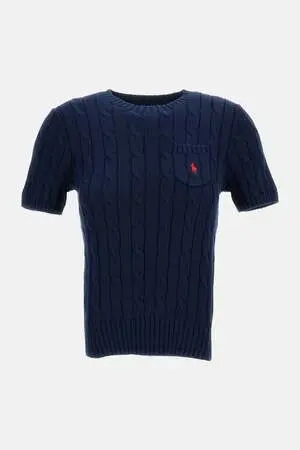 Polo Ralph Lauren Cotton Cable-knit Short-sleeve Sweater - Blue