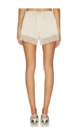 MORE TO COME Hartley Satin Lace Trim Shorts - Ivory
